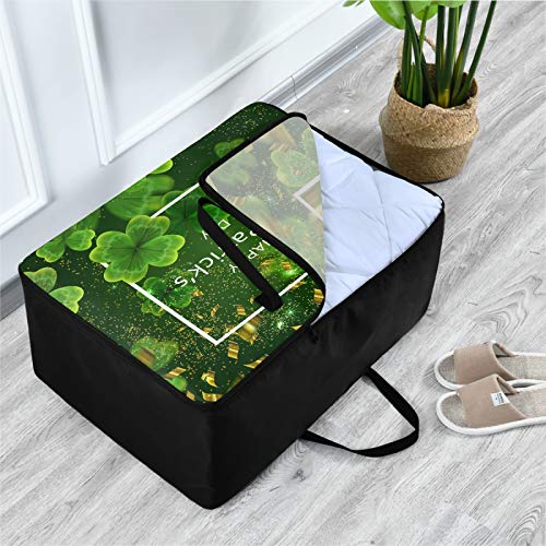 Blueangle Clover Leaves Storage Bags for Closet King Comforter, Clothes, Blanket Organizers Heavy Fabric Space Saver, St. Patrick's Day Gifts