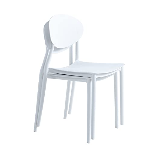 Porthos Home Byron Dining Chairs Set of 2 Made of Durable and Waterproof Plastic, Stackable Design with Round Back and Squarish Seat (Great for Dining Rooms and Kitchens of Every Size)