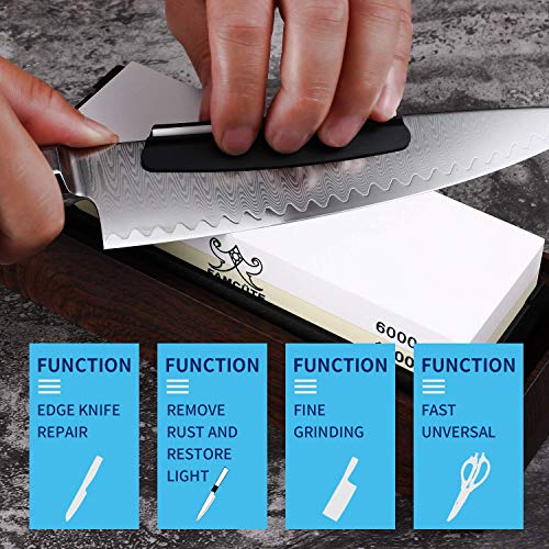 FAMCÜTE 8 Inch Professional Japanese Chef Knife And 1000/6000 2 Side Grit Professional Sharpening Stone Kitchen Sets for Home Kitchen & Restaurant