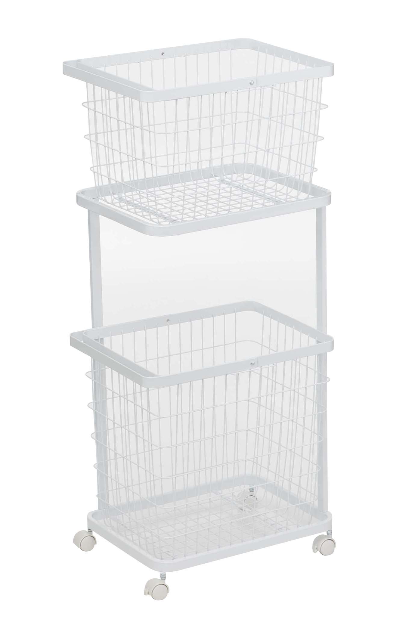 Yamazaki Home Steel Cart for Tower Laundry Basket Wagon, White