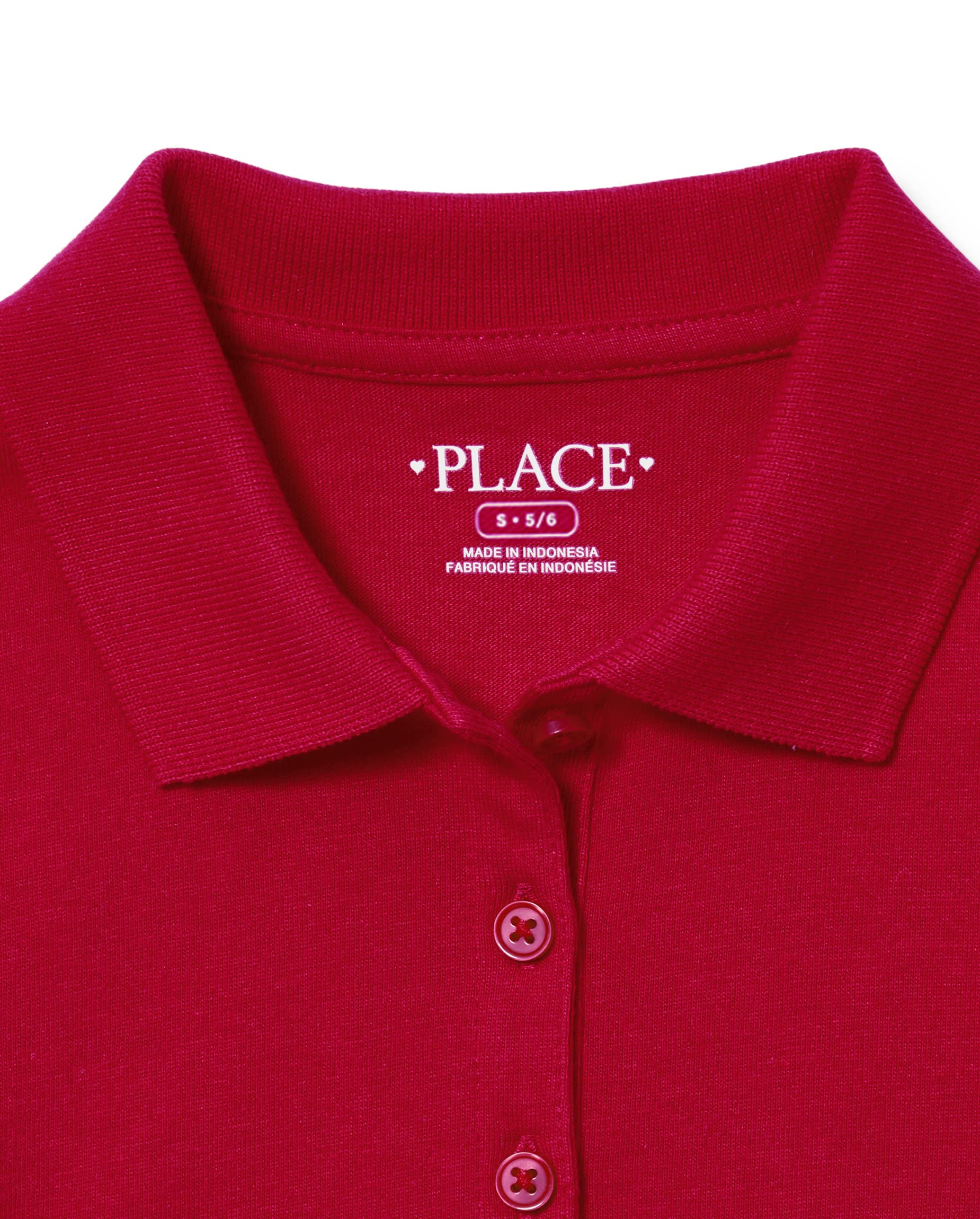 The Children's Place Girl's Short Sleeve Pique Polo, Ruby, Small