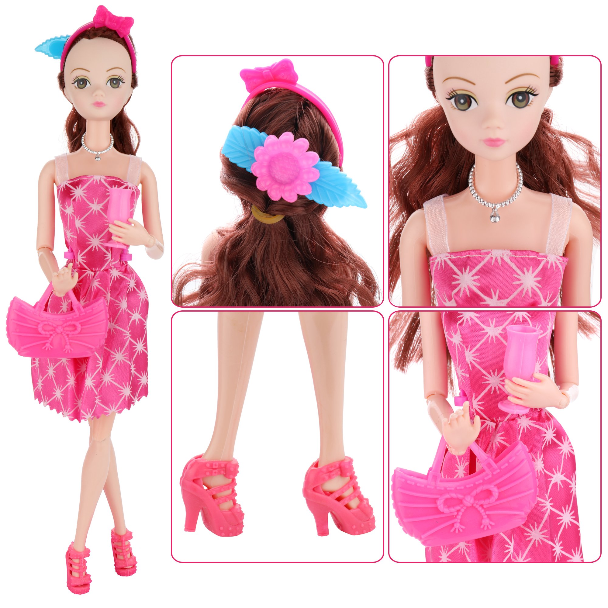 SOTOGO 106 Pieces Baby Doll Care Set Doll Feeding and Changing Accessories Set Baby Doll Accessories in Bag, Without Doll