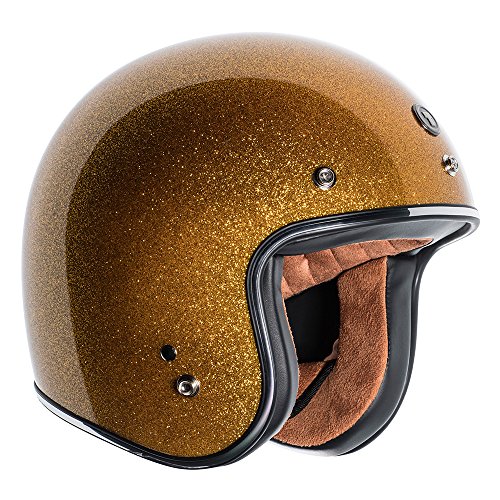 TORC Unisex-Adult Open-face Style (T50 Route 66) 3/4 Motorcycle Helmet with Solid Color (Gold Metallic), Large