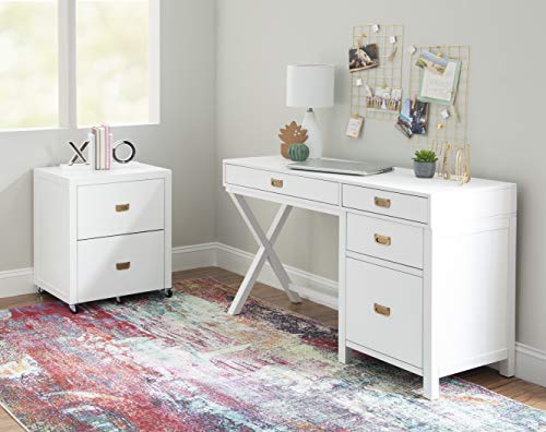 Linon White Modern Classic Side Storage Sadie Desk