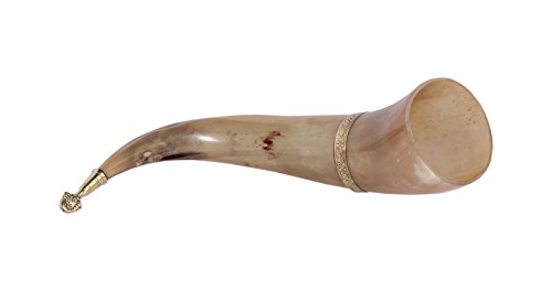 Beer horn mug Game of thrones Brass adorned vikings horn Medieval Drinking Horn with attractive leather belt (HBM-580)