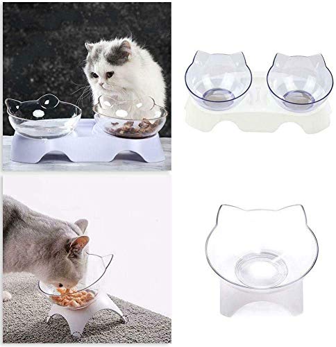 Purrbowl Orthopedic Anti-Vomiting Cat Feeder, 15 Degree Tilted Design Neck Guard Stand Raised, for Cats and Small Dog (Double)