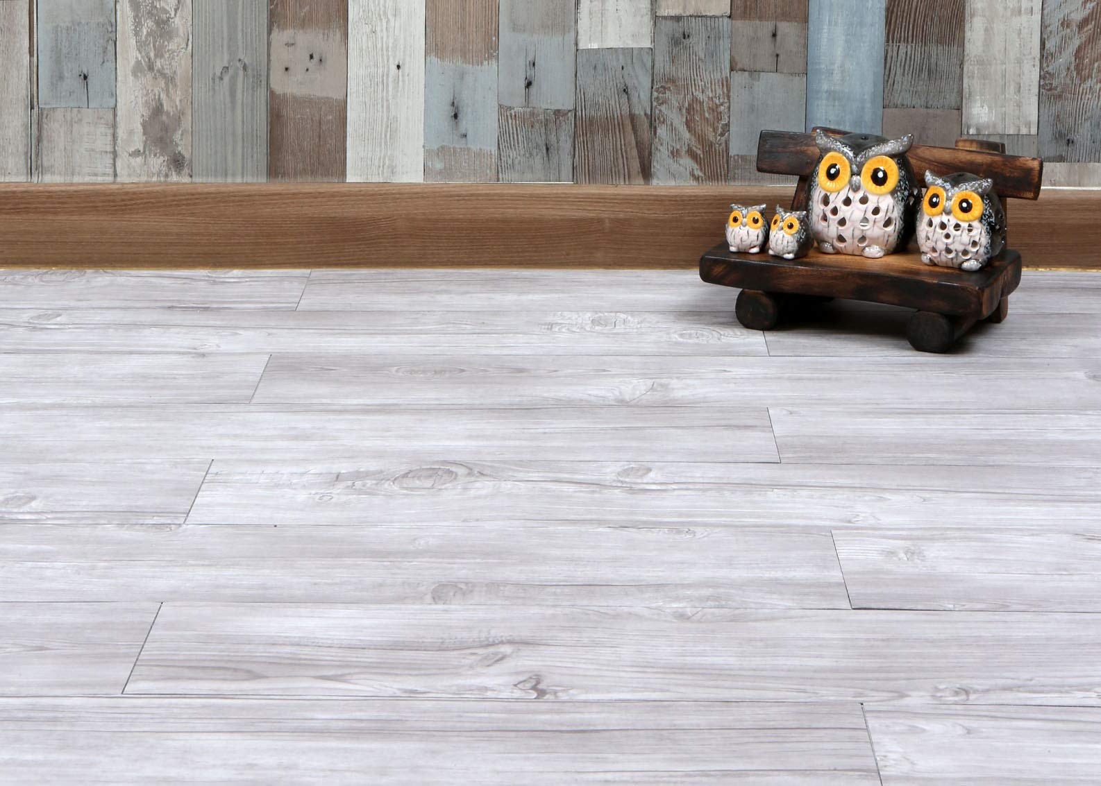 ROSEROSA Peel and Stick Engineered PVC Plank Wood Pattern Self Adhesive Durable Vinyl Flooring (ECK-909 : 5 Planks)