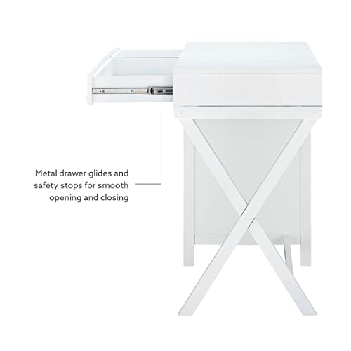 Linon White Modern Classic Side Storage Sadie Desk