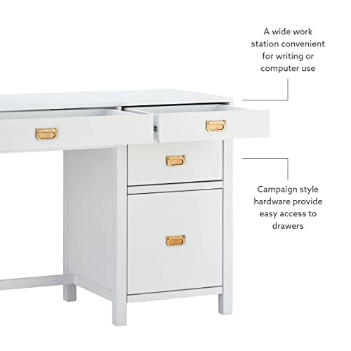 Linon White Modern Classic Side Storage Sadie Desk
