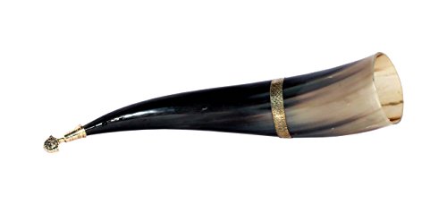 Beer horn mug Game of thrones Brass adorned vikings horn Medieval Drinking Horn with attractive leather belt (HBM-580)