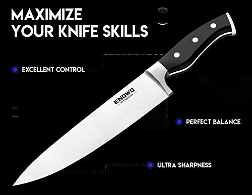 enowo Chef Knife Ultra Sharp Kitchen Knife Set 3 PCS,Premium German Stainless Steel Knife with Finger Guard Clad Dimple,Ergonomic Handle and Gift Box