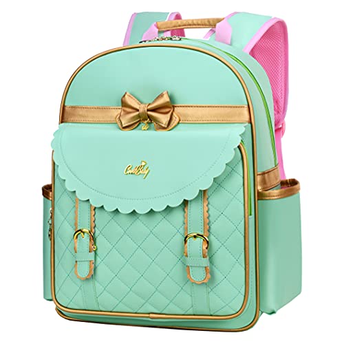 Gazigo Children Princess Waterproof PU Backpack for Girls Elementary School Girl Bookbags
