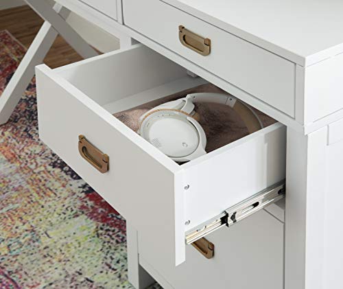 Linon White Modern Classic Side Storage Sadie Desk