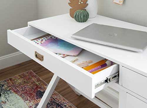 Linon White Modern Classic Side Storage Sadie Desk