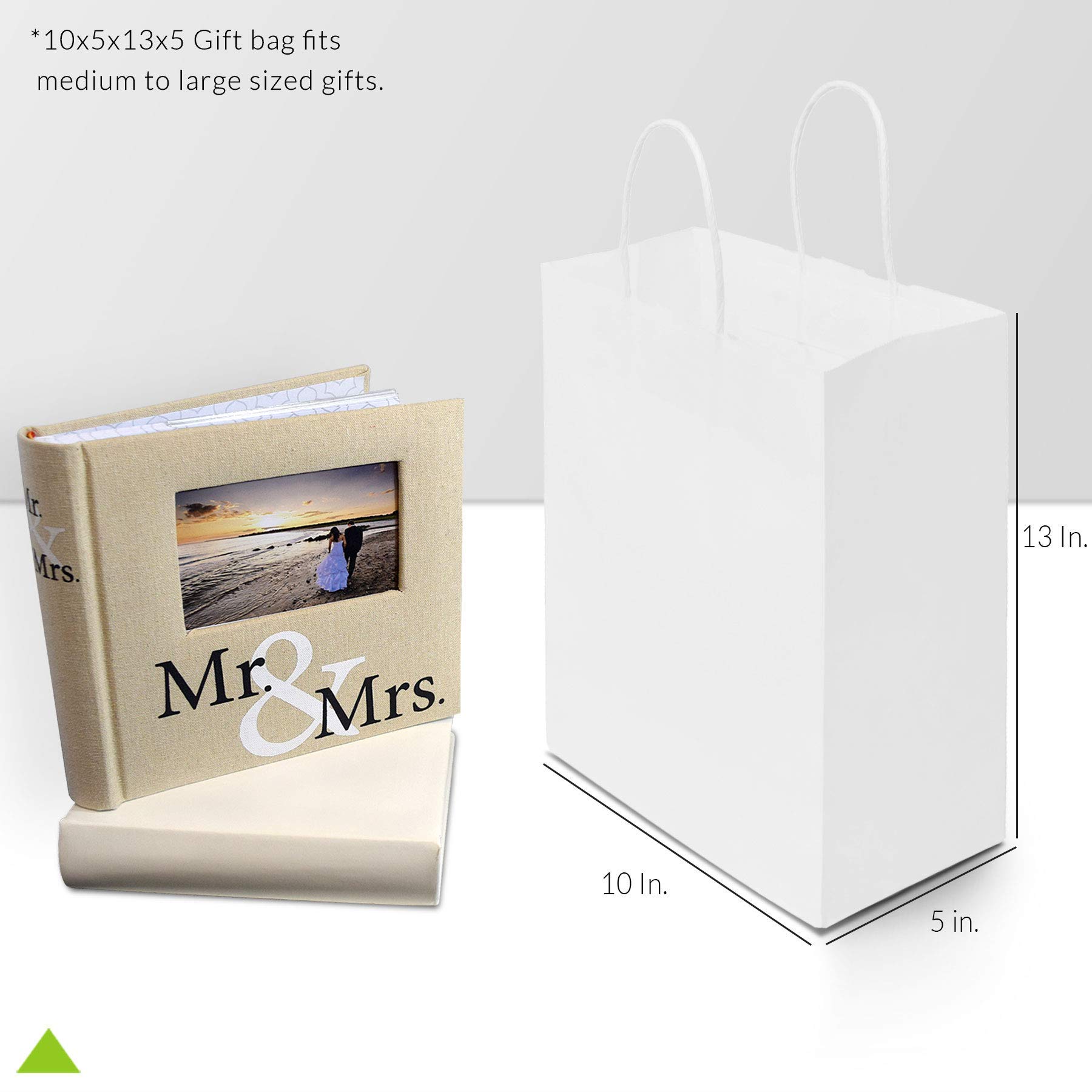 Prime Line Packaging Medium White Gift Bags with Handles, Shopping Totes for Small Business, Boutiques, Merchandise, Parties, Bulk, 10x5x13 100 Pack