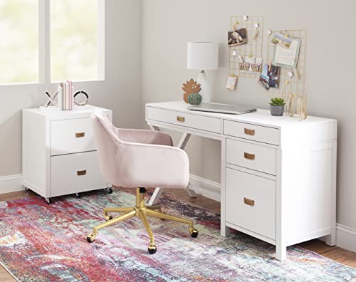 Linon White Modern Classic Side Storage Sadie Desk