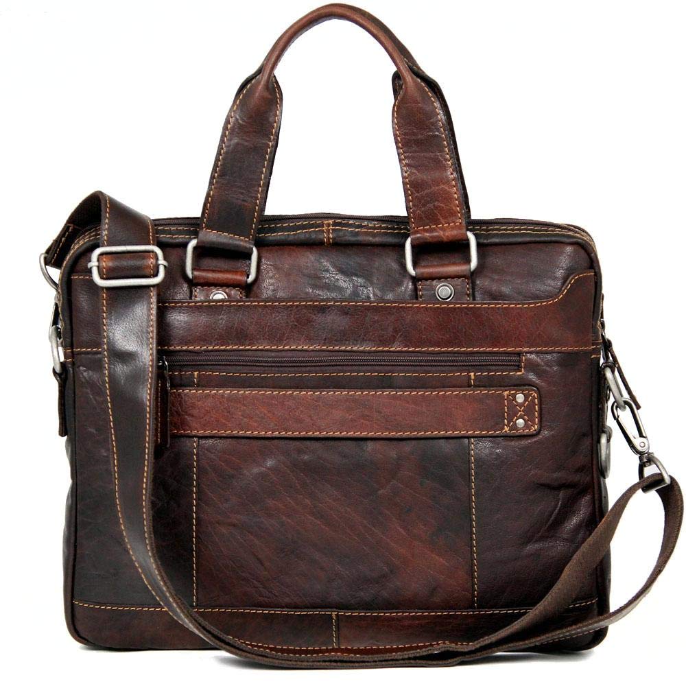 Jack Georges Voyager Slim Zippered Briefcase #7320 (Brown)