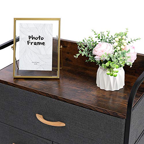 5-Drawer Dresser, 4-Tier Storage Organizer, Tower Unit for Bedroom, Hallway, Entryway, Closets - Sturdy Steel Frame, Wooden Top, Removable Fabric Bins
