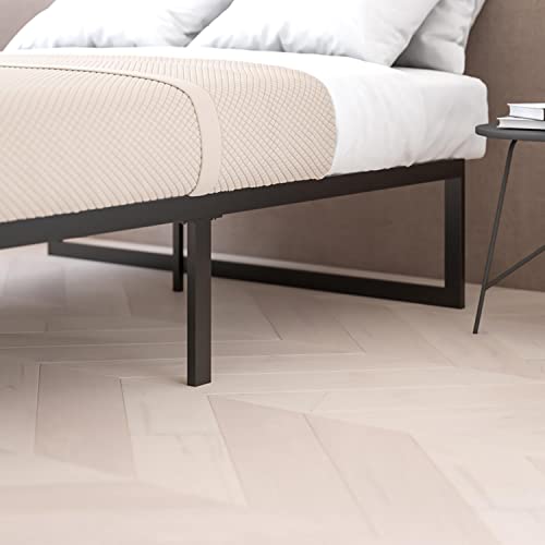Flash Furniture Lana 14 Inch Metal Platform Bed Frame - No Box Spring Needed with Steel Slat Support and Quick Lock Functionality (Queen)