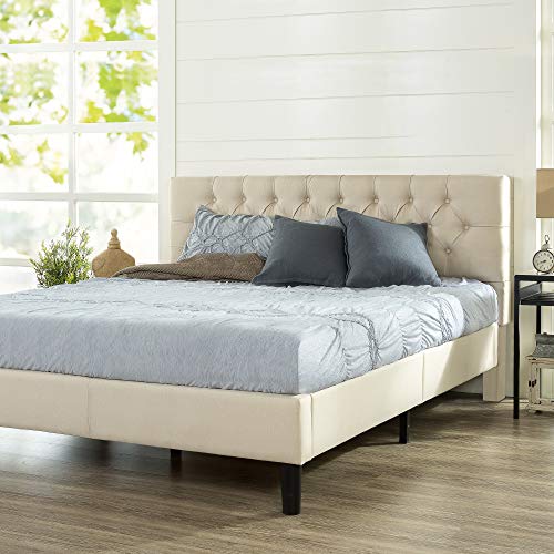 ZINUS Misty Upholstered Platform Bed Frame, Mattress Foundation, Wood Slat Support, No Box Spring Needed, Easy Assembly, Taupe, King