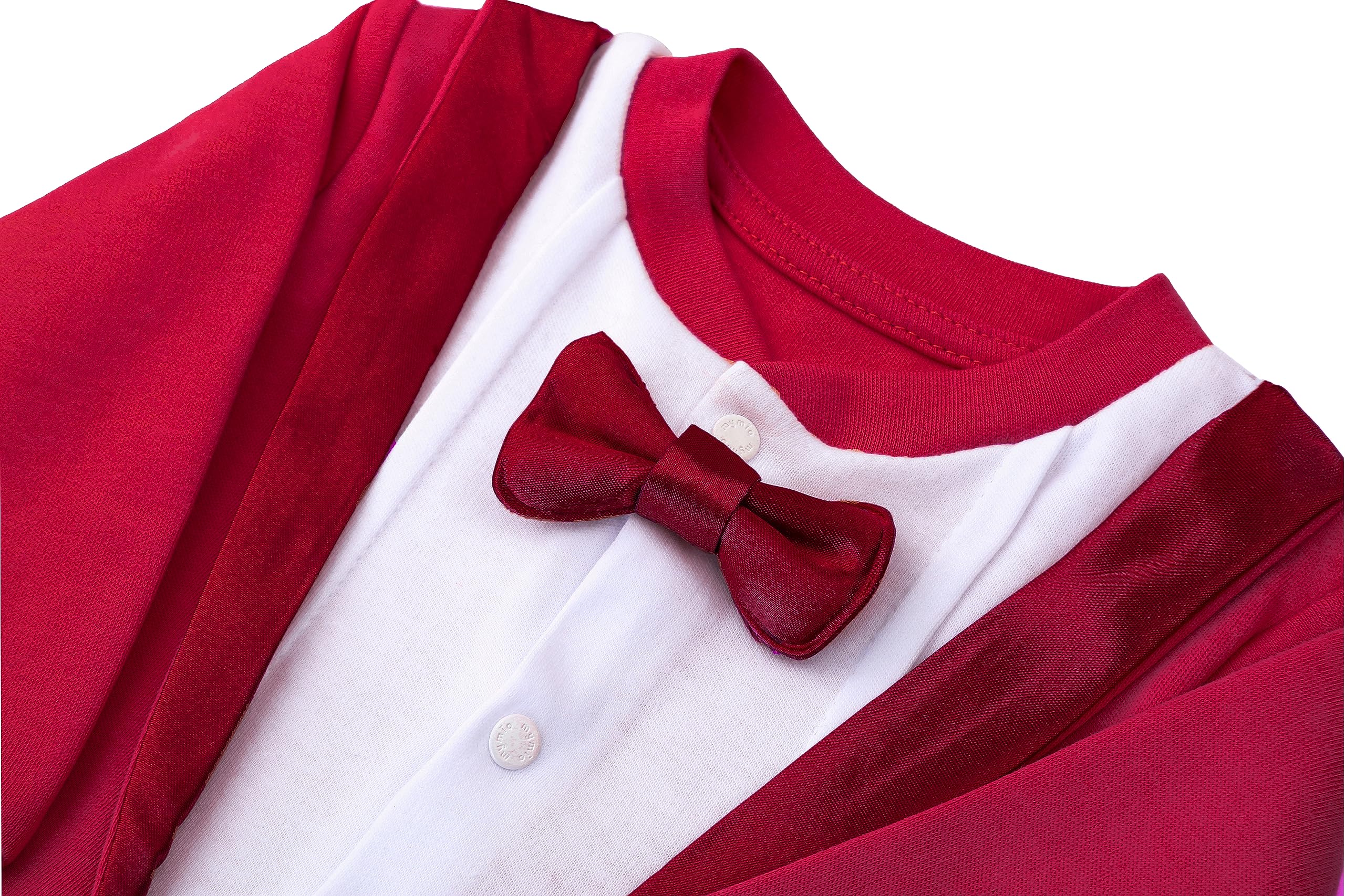 Lilax Baby Boy Gentleman Tuxedo Footie Christmas Holiday Outfit with Bow Tie 3M Red