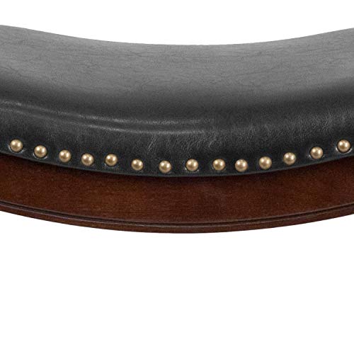 Flash Furniture Alphus 26'' High Backless Cappuccino Wood Counter Height Stool with Black LeatherSoft Saddle Seat
