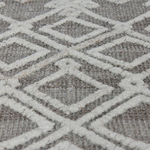 MY SWANKY HOME Gray White Ivory Wool Geometric Diamond Pattern Area Rug | 8 x 10 Tribal Ethnic