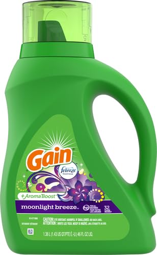 Gain + Aroma Boost Liquid Laundry Detergent with Febreze Freshness, Moonlight Breeze, 32 Loads 50 fl oz