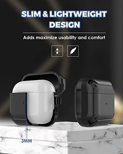 ProCase AirPods 3 Case 2021 with Keychain, Full-Body Rugged Protective Shockproof Carrying Case Cover for AirPods 3rd Generation -Black