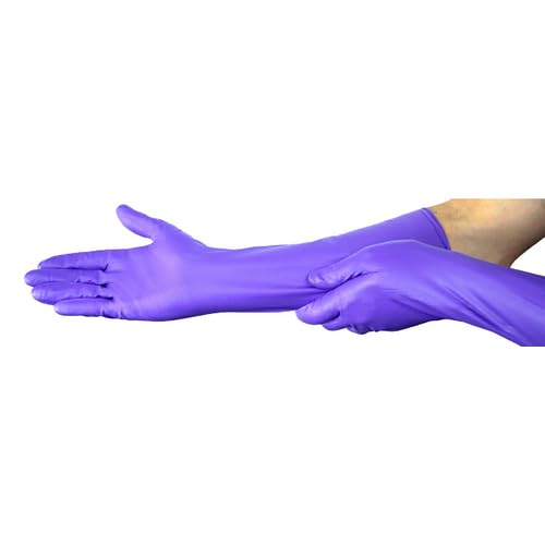 HALYARD Purple Nitrile MAX Exam Gloves, Textured Palm/Fingertips, Powder-Free, 11.8 mil, Extended 16" Cuff, Purple, X-Large, 44995 (Case of 400)