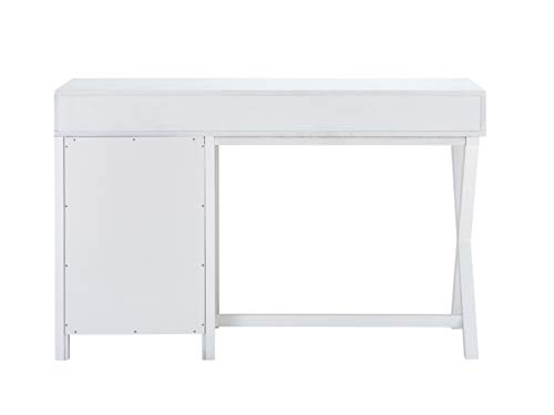 Linon White Modern Classic Side Storage Sadie Desk