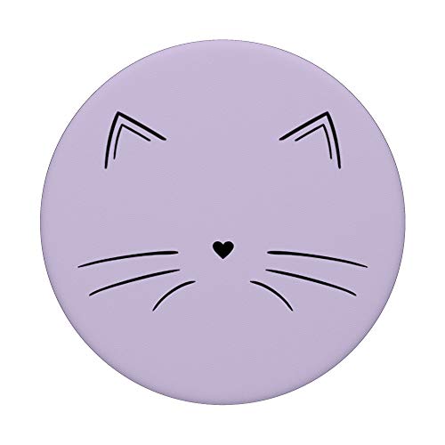Black Cat Face Light Pastel Purple PopSockets Swappable PopGrip
