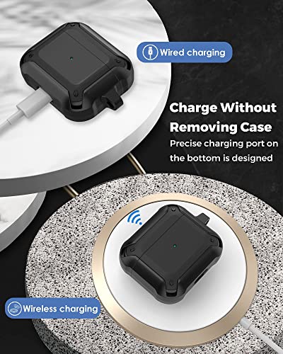 ProCase AirPods 3 Case 2021 with Keychain, Full-Body Rugged Protective Shockproof Carrying Case Cover for AirPods 3rd Generation -Black