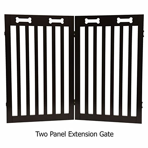 Arf Pets Freestanding Dog Gate, 2 Panel Extension, 360° configurable Wooden Fence, 40" Wide, 31.5" Tall, Foldable, for The House - Indoor Use