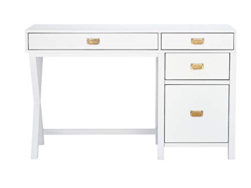 Linon White Modern Classic Side Storage Sadie Desk