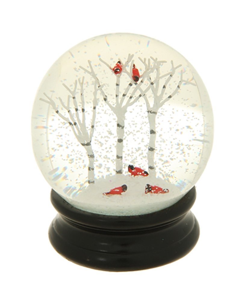 Winter Snow Globe by RAZ Imports: 4.5 Inch Cardinal Snow Globe (Birch Trees)