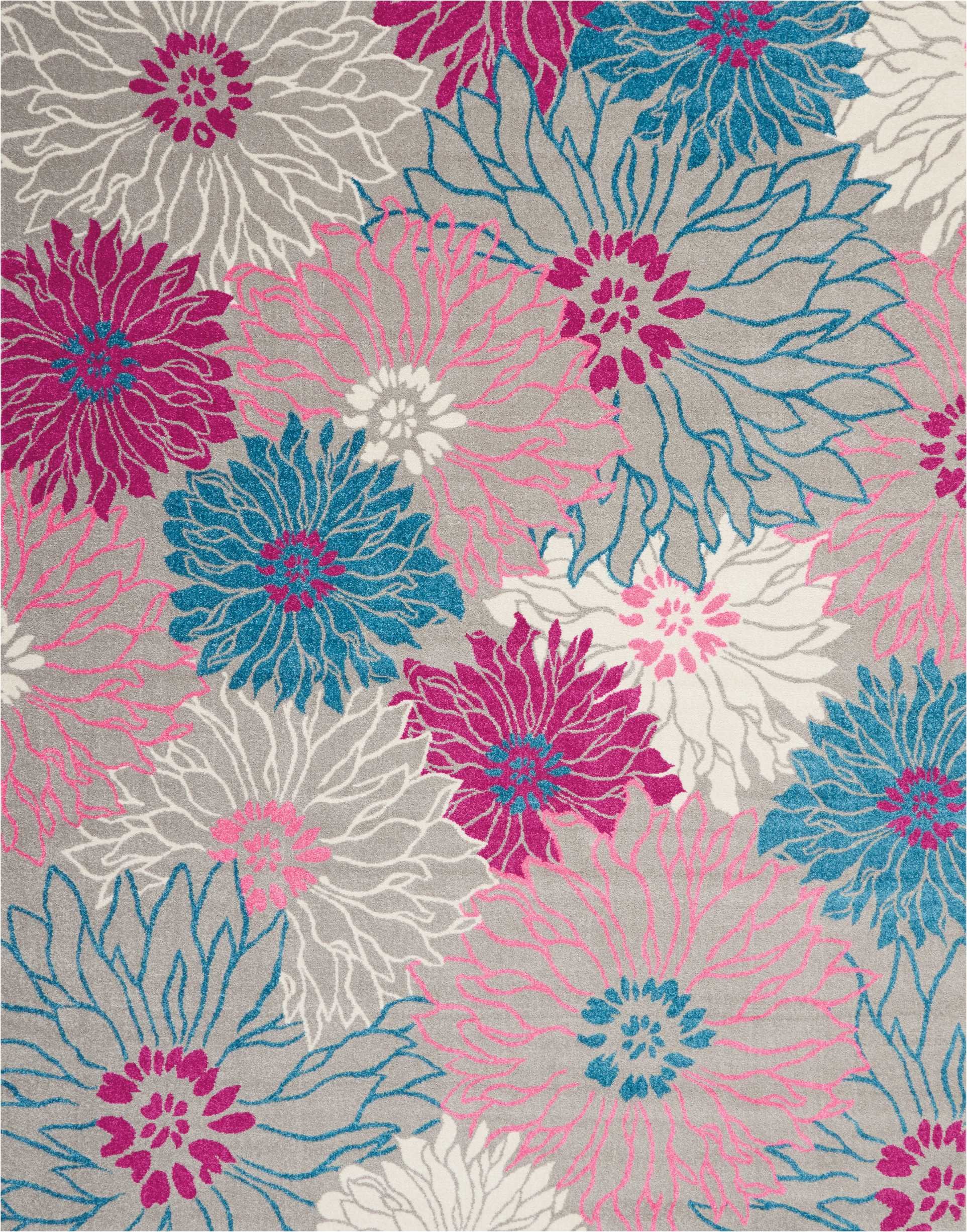 Nourison Passion Grey 8' x 10' Area Rug, Floral, Farmhouse, Easy Cleaning, Non Shedding, Bed Room, Living Room, Dining Room, Kitchen