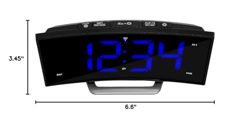 La Crosse Technology Curved Blue LED Atomic Dual Alarm Clock, 1.8 Inch (617-249)