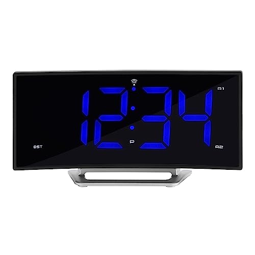 La Crosse Technology Curved Blue LED Atomic Dual Alarm Clock, 1.8 Inch (617-249)