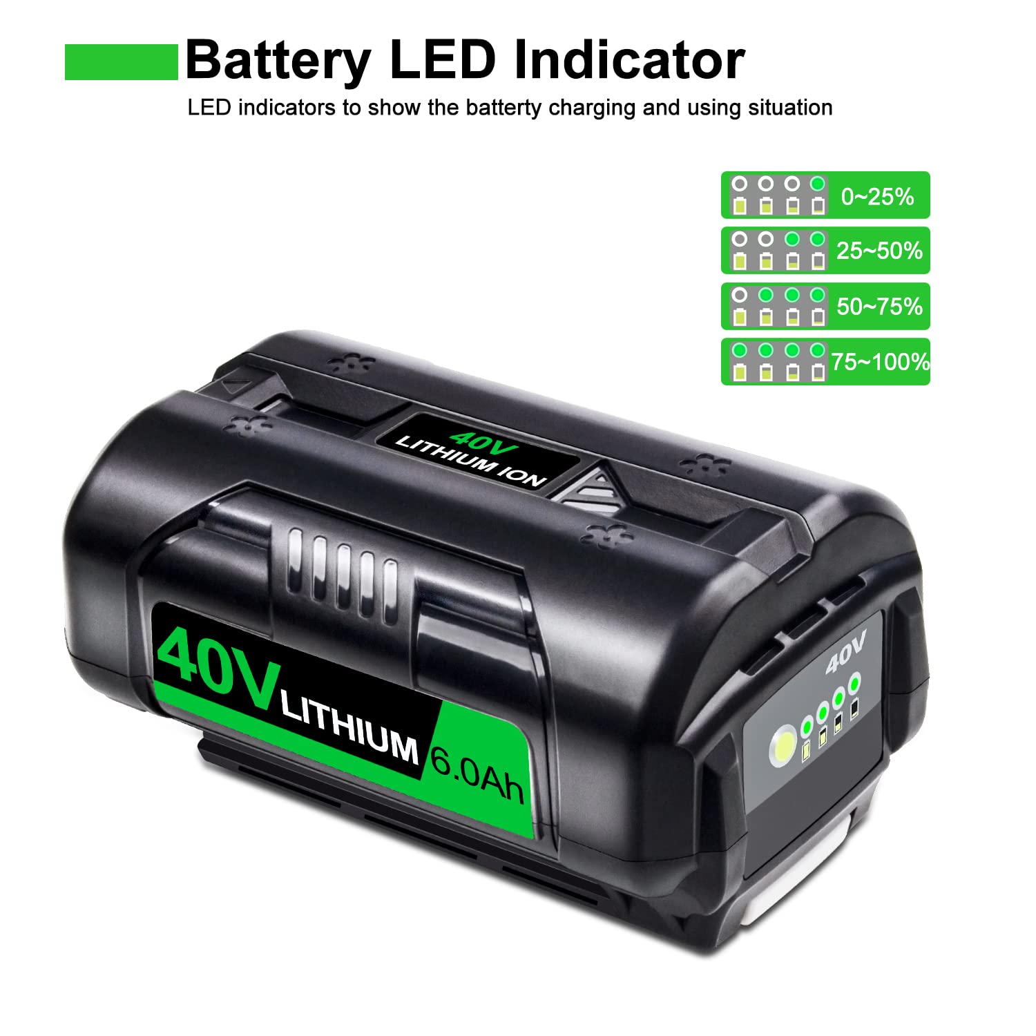 DTK 40V Lithium Battery Replacement for Ryobi 40V Battery OP4026 OP40201 OP40261 OP4040 OP4050 OP40601