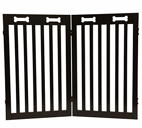 Arf Pets Freestanding Dog Gate, 2 Panel Extension, 360° configurable Wooden Fence, 40" Wide, 31.5" Tall, Foldable, for The House - Indoor Use