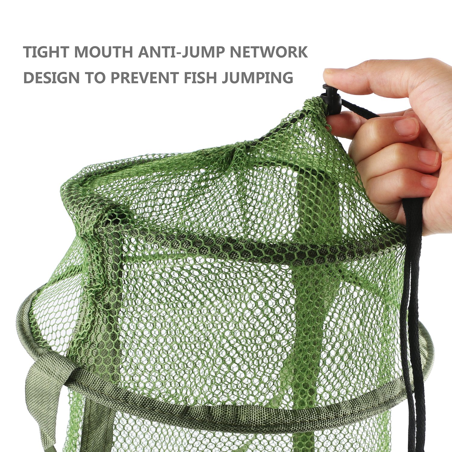 mouhike Collapsible Fish Basket Mesh Fish Trap Portable Fish Cage Foldable Fishing Keep Net for Keeping Fish Alive, Bait Storage Crayfish Crab Minnows Shrimps Lobsters