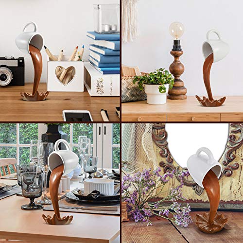 Jetec Floating Spilling Coffee Cup Magic Pouring Splash Coffee Mug Pouring Spilling Coffee Mugs Cafe Novelty Funny Coffee Cup Sculpture Art Decoration for Home Decor Coffee Lover (Brown Floating)