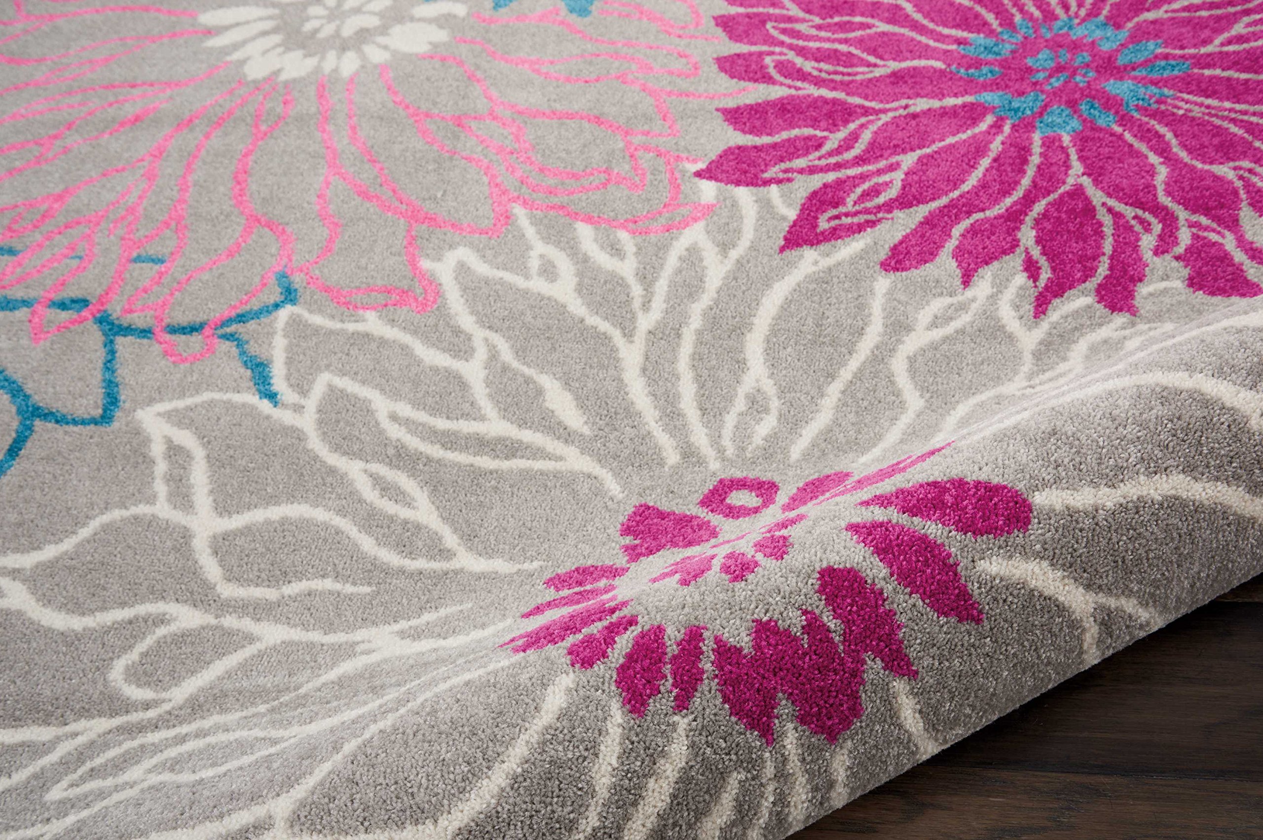 Nourison Passion Grey 8' x 10' Area Rug, Floral, Farmhouse, Easy Cleaning, Non Shedding, Bed Room, Living Room, Dining Room, Kitchen