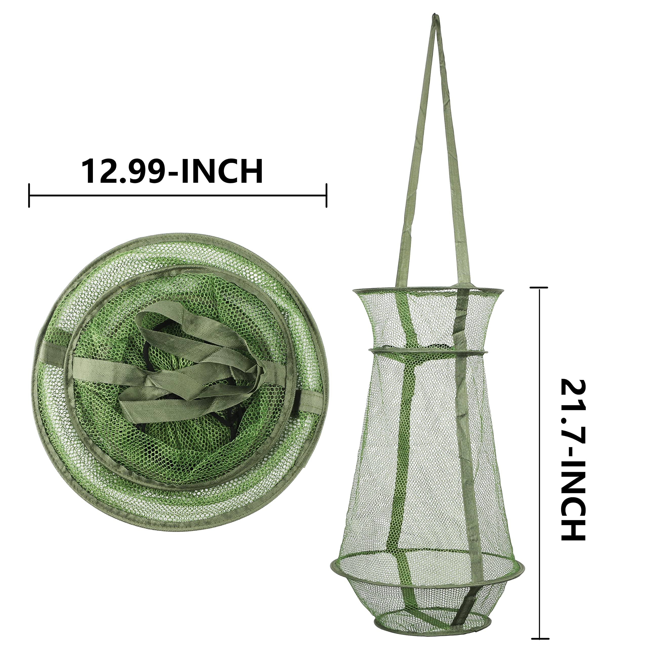 mouhike Collapsible Fish Basket Mesh Fish Trap Portable Fish Cage Foldable Fishing Keep Net for Keeping Fish Alive, Bait Storage Crayfish Crab Minnows Shrimps Lobsters