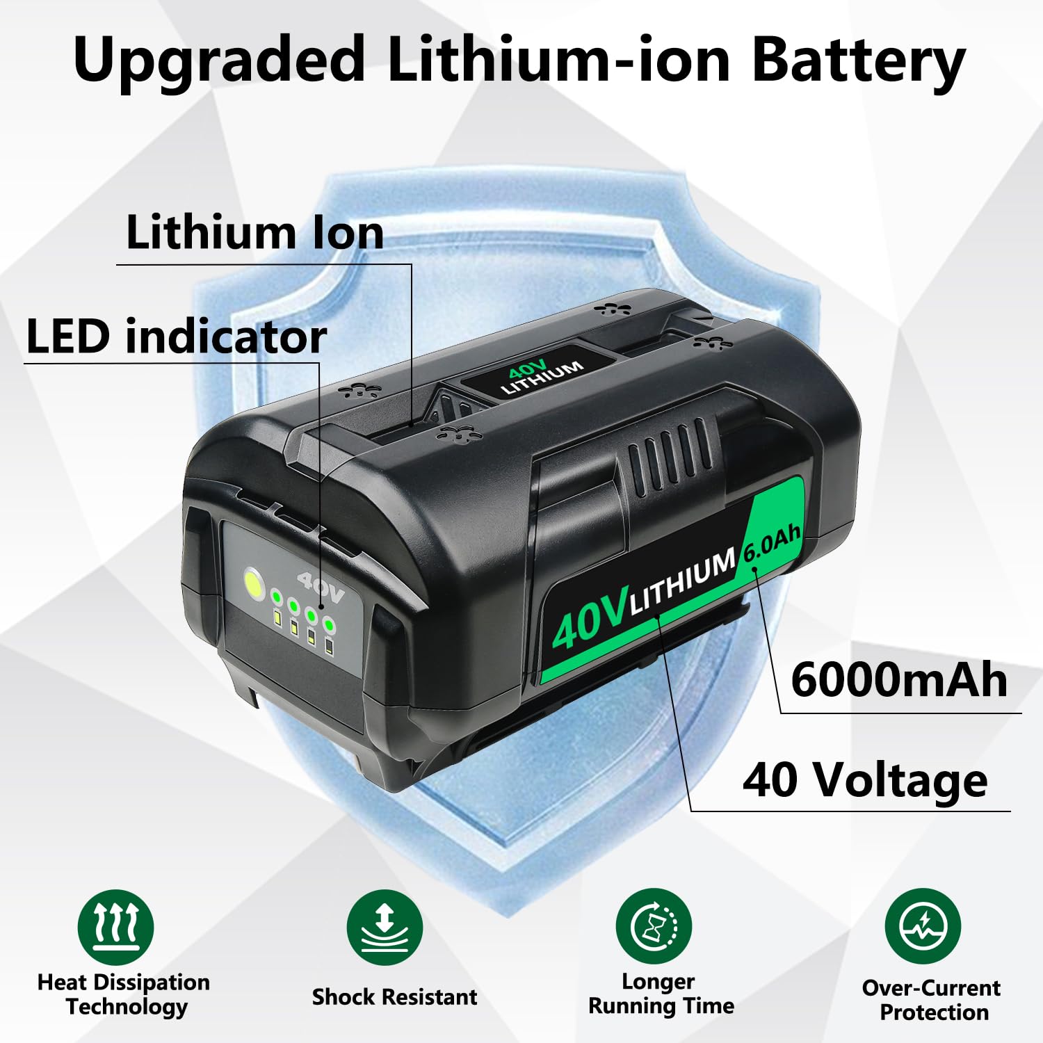DTK 40V Lithium Battery Replacement for Ryobi 40V Battery OP4026 OP40201 OP40261 OP4040 OP4050 OP40601