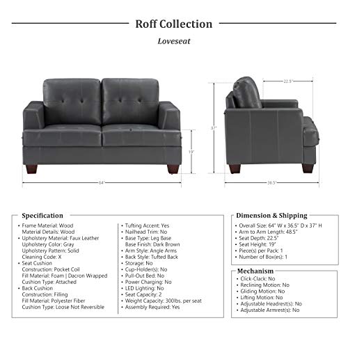 Lexicon Roff Living Room Loveseat, Gray