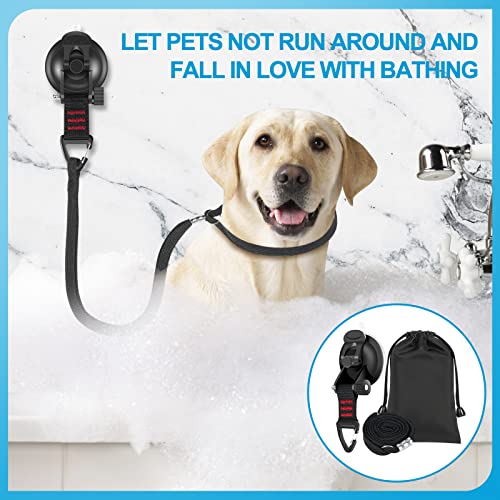 Dog Bathing Tether with Heavy Suction Cup, Dog Grooming Tub Restraint Soft Nylon Leash with Adjustable Collar for Pet Dog Cat Shower and Grooming