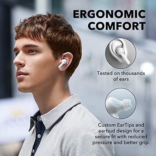 Soundcore Anker Life P2 True Wireless Earbuds with 4 Microphones, CVC 8.0 Noise Reduction, Graphene Driver, Clear Sound, 40H Playtime, IPX7 Waterproof, Wireless Earphones for Work(Renewed) (White)