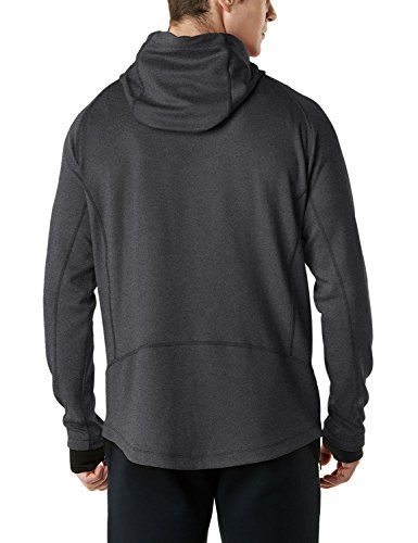 TSLA Men's Full Zip Up Hoodie Jacket, Long Sleeve Performance Training Hoodie, Lightweight Workout Running Track Jackets, Active Fullzip Jacket Grey, Small
